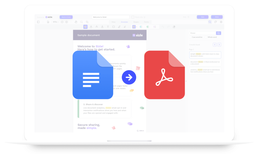 Convert Word To PDF Sizle Free Secure Document Sharing Get Started