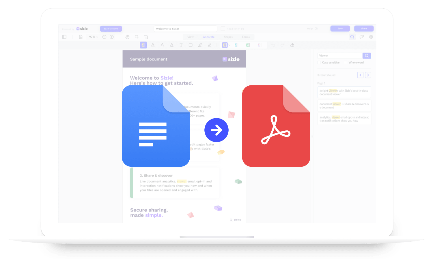 Convert Word To PDF Sizle Data Driven Document Sharing